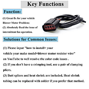 HOPUT WPT688 WPT 688 HVAC Blower Motor Resistor Connector Wire Harness Pigtail Assembly S1763 Compatible with Ford Explorer Escape Expedition Mustang Fiesta Lincoln Mark Lt Navigator, Mercury Mariner