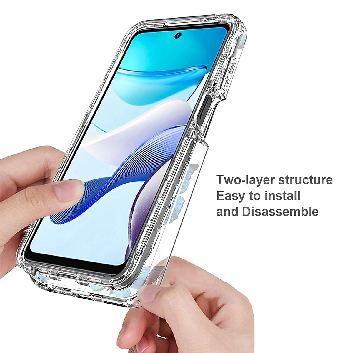 Sidande Case for Moto G 2023 Case, Motorola G 5G 2023 Case with Tempered Glass Screen Protector, Full Body Clear Floral TPU Slim Phone Protective Armor Cover for Motorola Moto G 5G 2023 (Butterfly)