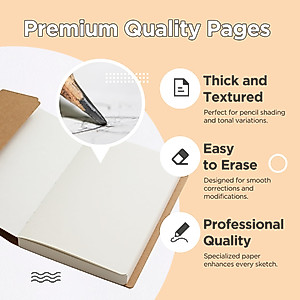 Kraft Cover Blank 100g Full Wood Paper Sketch Book - 112 Sheets / 224 Pages - 140 Millimeters by 210 Millimeters - 350gsm Kraft Paper Cover