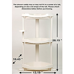 Tenby Living Corner Shower Caddy - 3 Shelf Shower Organizer Caddie with Movab.