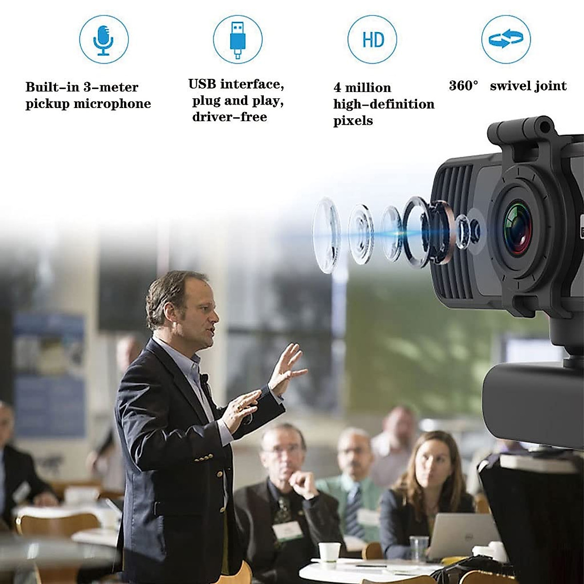 2K Full Hd Webcam,Laptop Desktop Camera for Conference and Video Call,Pro Stream Webcam with Plug and Play Video Calling,Built-in Mic, As Valentines Day Gifts for Him Her