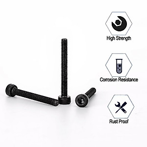 jiuwu 50Pcs M3 x 25mm Socket Head Screw，Thread Pitch 0.5 mm Alloy Steel 12.9 GradeHex Socket Button Head Cap Screws Bolts Kit, Black Oxide Finish