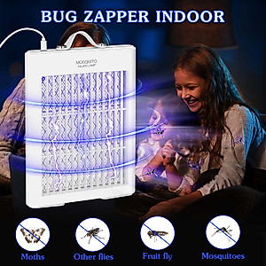 Qualirey Electric Bug Zapper Indoor, 3000v Powerful Mosquito Killer USB Powered Mosquito Zapper Lamp, Insect Traps Fly Zapper for Home, Kitchen, Bedroom, Office(White)