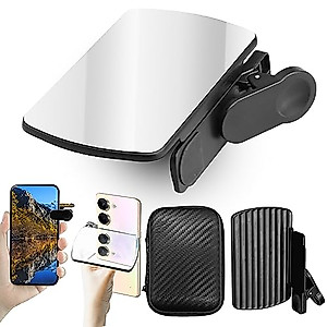 Mirror Reflection for Phone Camera, Smartphone Camera Mirror Reflection Clip Kit Camera Shots, Adjustable Mobile Phone Reflection Camera Clip for Travel,Mirror Reflection Clip for Phone Camera(Black)