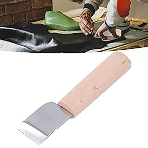 Kadimendium Leather Working Knife, Wooden Handle Leather Round Knife High Sharpness Wide Application for Leather