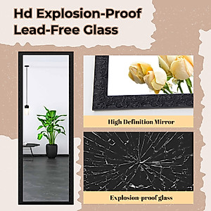 LFT HUIMEI2Y Door Mirror Full Length, Wall-Mounted Mirror Rectangle Tall with Engraving Frame for Bedroom, Living Room, Dressing Room, Black 50" x14"