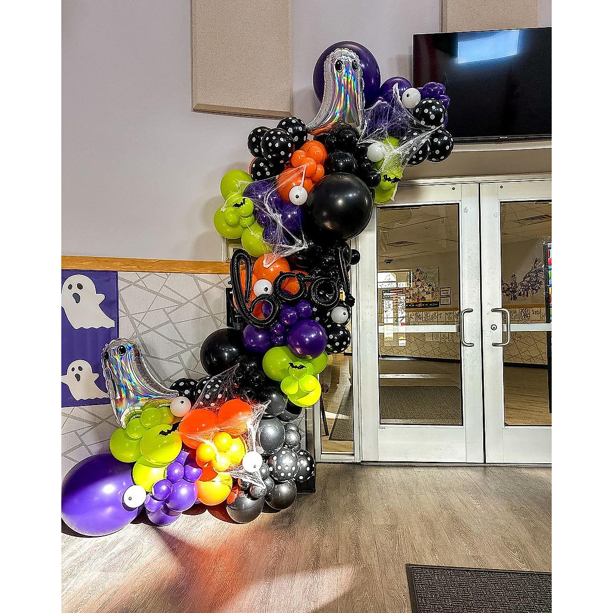 Halloween Party Balloons Decorations, 12Inch 60Pcs Black Orange Purple Green Confetti Balloons for Kids Halloween Birthday Party Decoration