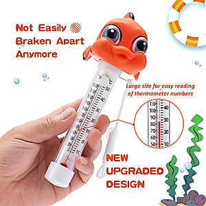 MKLZ Pool Thermometer Floating Easy Read, Large Size Water Thermometers, Temperature Gauge with String for Outdoor & Indoor Swimming Pools, Hot Tub, Ice Bath, Cold Plunge, Spa - Clown Fish