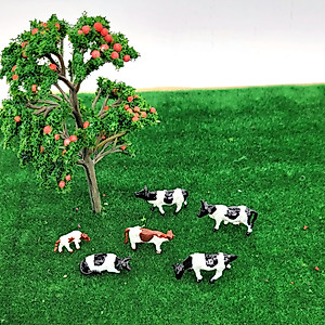 CWBPING 20pcs 1:87 HO Scale Model Painted Farm Animals Miniature Cows for Model Railway Layout Mini Model Farm Landscape Making