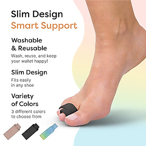 ZenToes Hammer Toe Corrector for Women & Men - Reusable Fabric Buddy Wraps for Broken Toes - Cushioned Toe Splint for Protection & Recovery & Hammertoe Straightener - 4 Count (OSFM, Black)