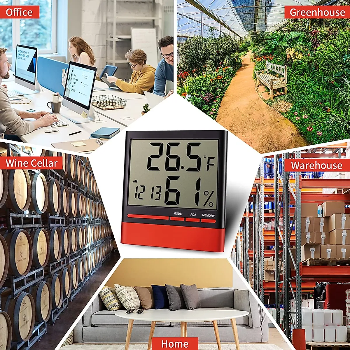OXV Digital Hygrometer Indoor Thermometer with Large Bold Characters LCD Display, Enhanced Energy Saved Technology, High Accuracy Room Temperature and Humidity Gauge/Relative Humidity(RH) Meter
