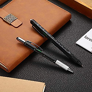 2 Pieces Multitool Pen Set Flathead Tool Pen Bottle Opener Pen Screwdriver Touch Screen Stylus Pen LED Light Pen Ruler Level Ballpoint Pen for Men Women Father Husband Present