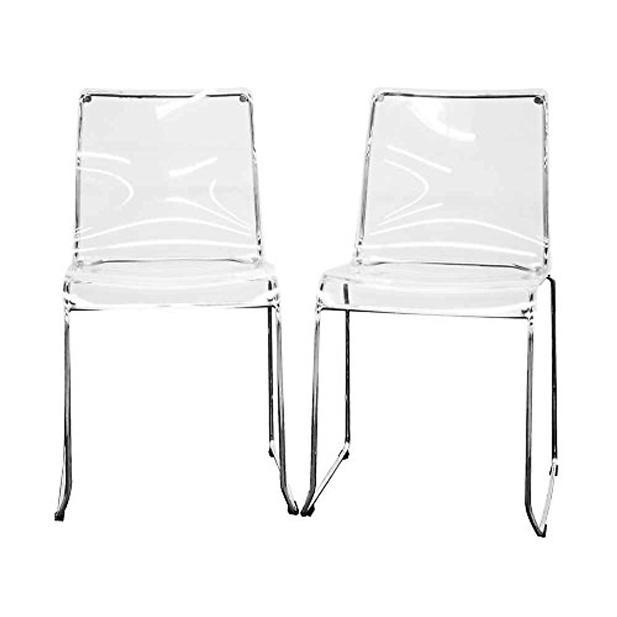 Baxton Studio Lino Transparent Clear Acrylic Dining Chair, Set of 2, Clear