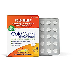 Boiron ColdCalm Tablets for Relief of Common Cold Symptoms Such as Sneezing, Runny Nose, Sore Throat, and Nasal Congestion - Non-Drowsy - 60 Count