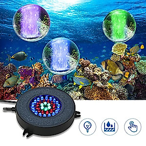 ABESTFISH Aquarium Air Bubble LED Light, 36 LEDs Fish Tank Aquarium Lights Air Stone Disk Kit Fish Tank Air Bubbler Decoration 13 Color Changing IP68 Waterproof with Remote Controller