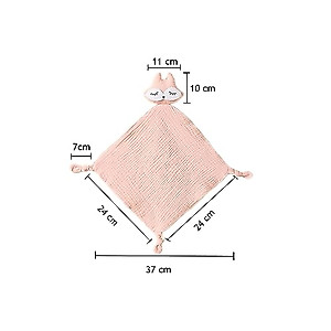 FOMAISELF Baby Comforting Security Blanket, Baby Sleeping Toy Soft Baby Comforter Toy, Soft Cotton Muslin Baby Comfort Blanket for Girls Boys Newborn Infant, Pink