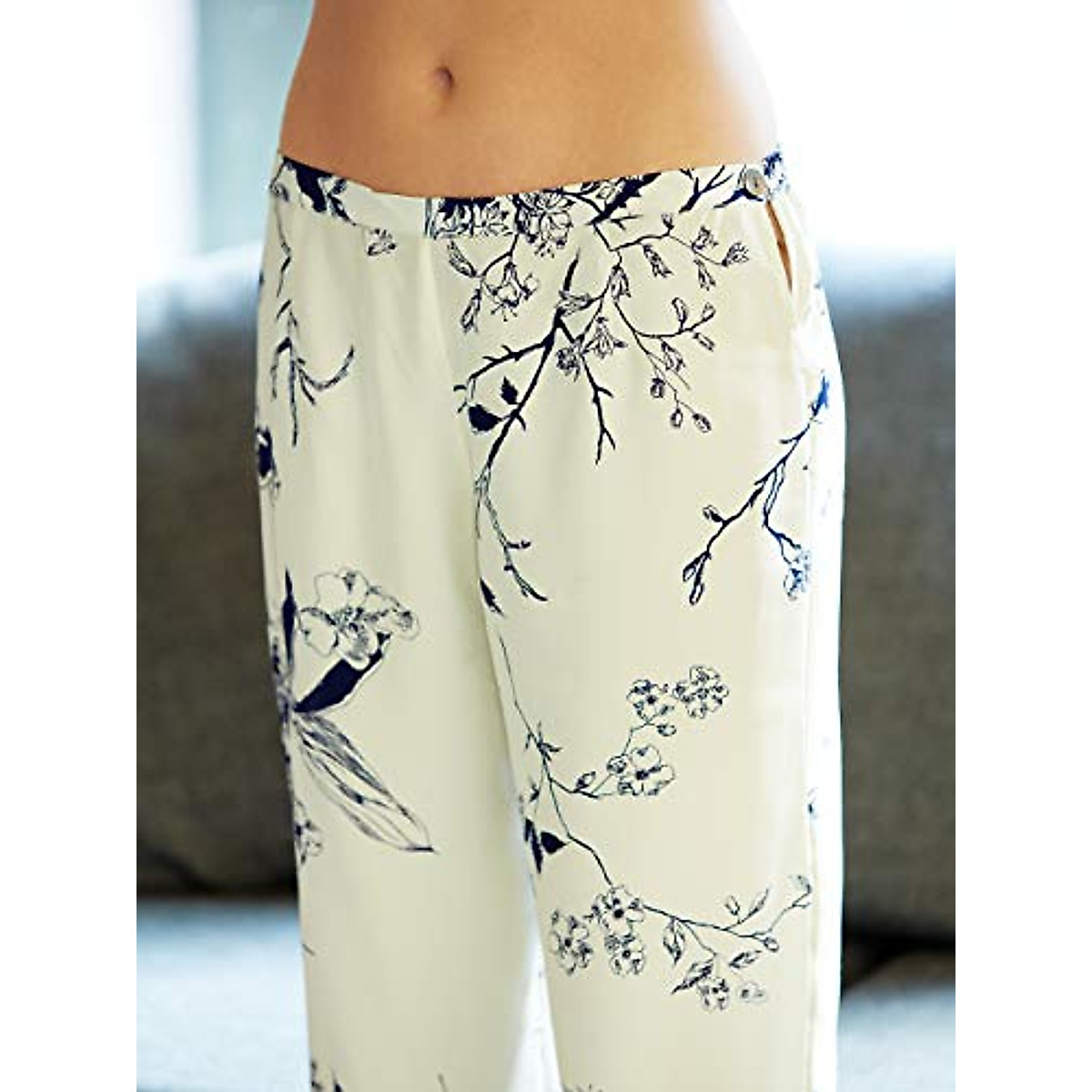 Julianna Rae Natalya Women's 100% Silk Pajama, Petite, Midnight Floral, LP