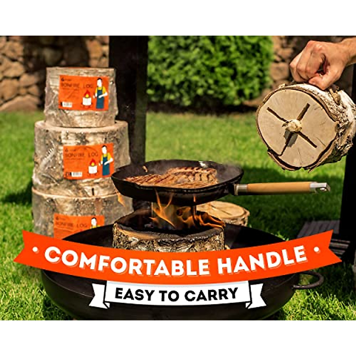 Zorestar Birch Bonfire Wood Log L-Size with fire Starters for Fireplace Inside - 100% Natural Cooking Firewood for Fire Pit, Campfire, Bonfire and Grill, Swedish Candle 6.4 lbs