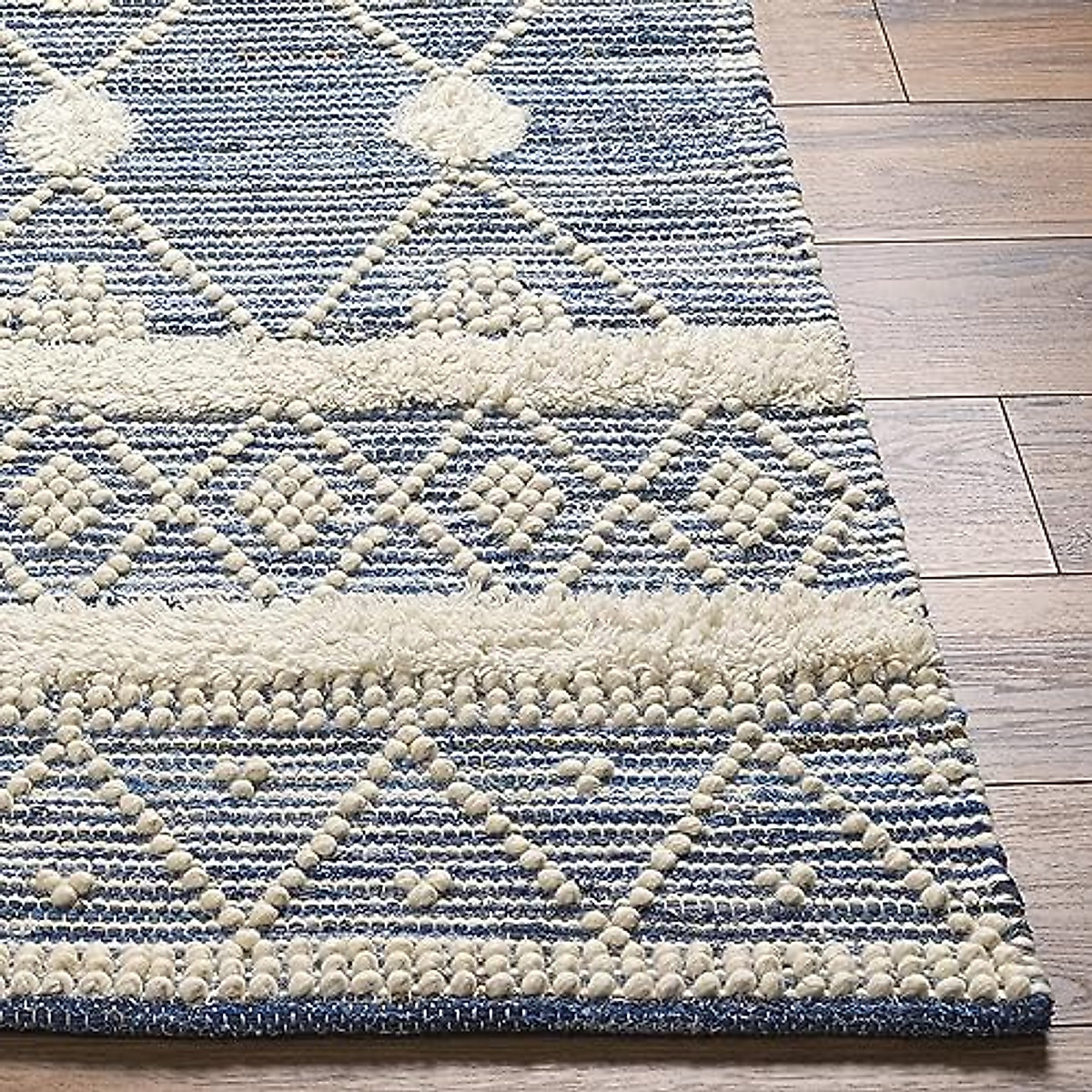 Mark&Day Area Rugs, 8x10 Rolla Global Slate Blue/Cream Area Rug, Grey Blue Beige Carpet for Living Room, Bedroom or Kitchen (8' x 10')