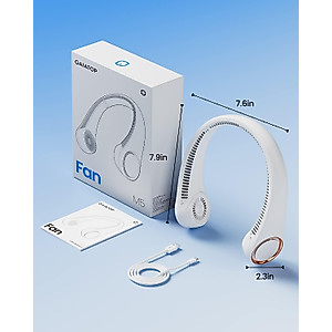 Gaiatop Portable Neck Fan, Rechargeable Hands Free Bladeless Portable Mini Fans, 3 Speeds 72 Air Outlet, Free Adjustment Personal Wearable Neck Fan Suitable for Traveling Office White