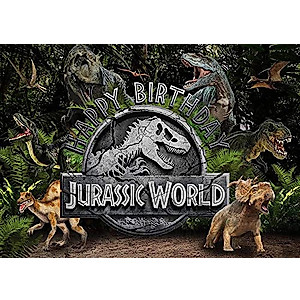 Jungle Animals Dinosaur Photography Backdrop Baby Kids Happy Birthday Party Banner Supplies Forest Dinosaur Background Photo Studio Props 7x5ft