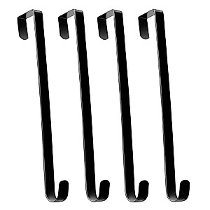 Wreath Hangers for Front Door, 14" Wreath Hanger Door Wreath Hook Over The Door Hanger, Door Wreath Garland Hanger Metal Wreath Holder for Halloween Christmas Front Door Decorations (4 Pack)