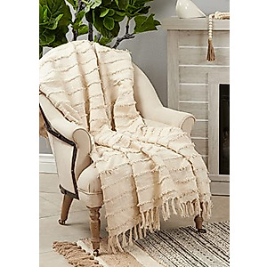 SARO LIFESTYLE Fringe Design Throw Blanket 50"x60"