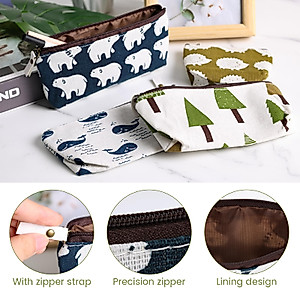 Koogel 10 Packs Canvas Zipper Pencil Bags, 5 Style Pencil Case Pouch Bag Small Cosmetic Makeup Bags Coin Purse Multifunctional Cosmetic Makeup Bag Small Pouches for Purse