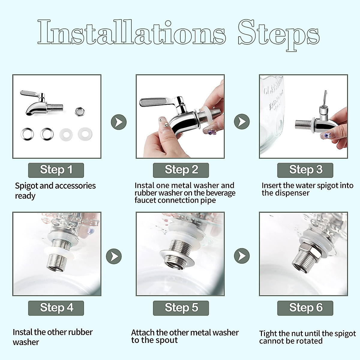 Glass Drink Dispenser,1 Gallon Glass Beverage Dispenser w/Stainless-steel Spigot & Lid,Glass Water Dispenser for parties, Laundry Soap Detergent Dispenser