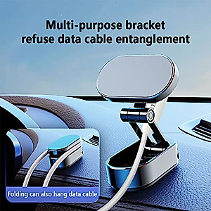 NHHC Magnetic Phone Holder for Car,Foldable Phone Mount 360°Rotation 6 Super Strong Magnets,Magnet for car Dashboard Phone Holder Magnetic Car Mount for iPhone and All Smartphone (Silver)