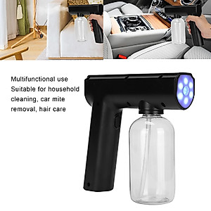 Electric Mist Atomizer Sprayer Gun, Disinfectant Fogger Mist Gun Portable Alcohol Nanometer Handheld Fogger Wireless Cleaning Sprayer Black Rechargeable Machine for Home Office School Hotel