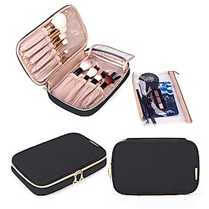 Yarwo Travel Makeup Brushes Bag, Portable Cosmetic Bag for Makeup Brushes (up to 9.4") and Cosmetic Essentials, Black (BAG ONLY, PATENTED DESIGN)