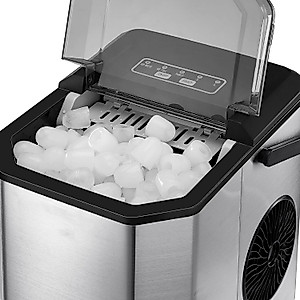Countertop Ice Maker, ACONEE Ice Machine 26LBs/24H, 9 Ice Cubes Ready in 6 Mins, Portable Ice Maker Machine Self-Cleaning, Bullet Nugget Pellet Ice with Ice Scoop Basket, Smart Ice Full Indicator