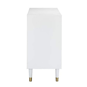 Linon Home Décor Sheerah Six Drawer Geo Texture White Dresser, Gold