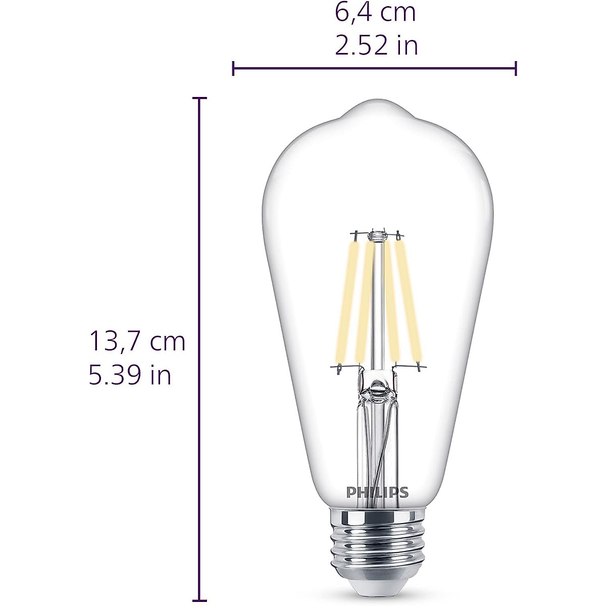 PHILIPS LED Vintage Flicker-Free Clear ST19 Bulb - Soft White 2700K - 8W=75W - 800 Lumen - E26 Base - Dimmable - Eye Comfort Technology- 6 Pack, 9290022960