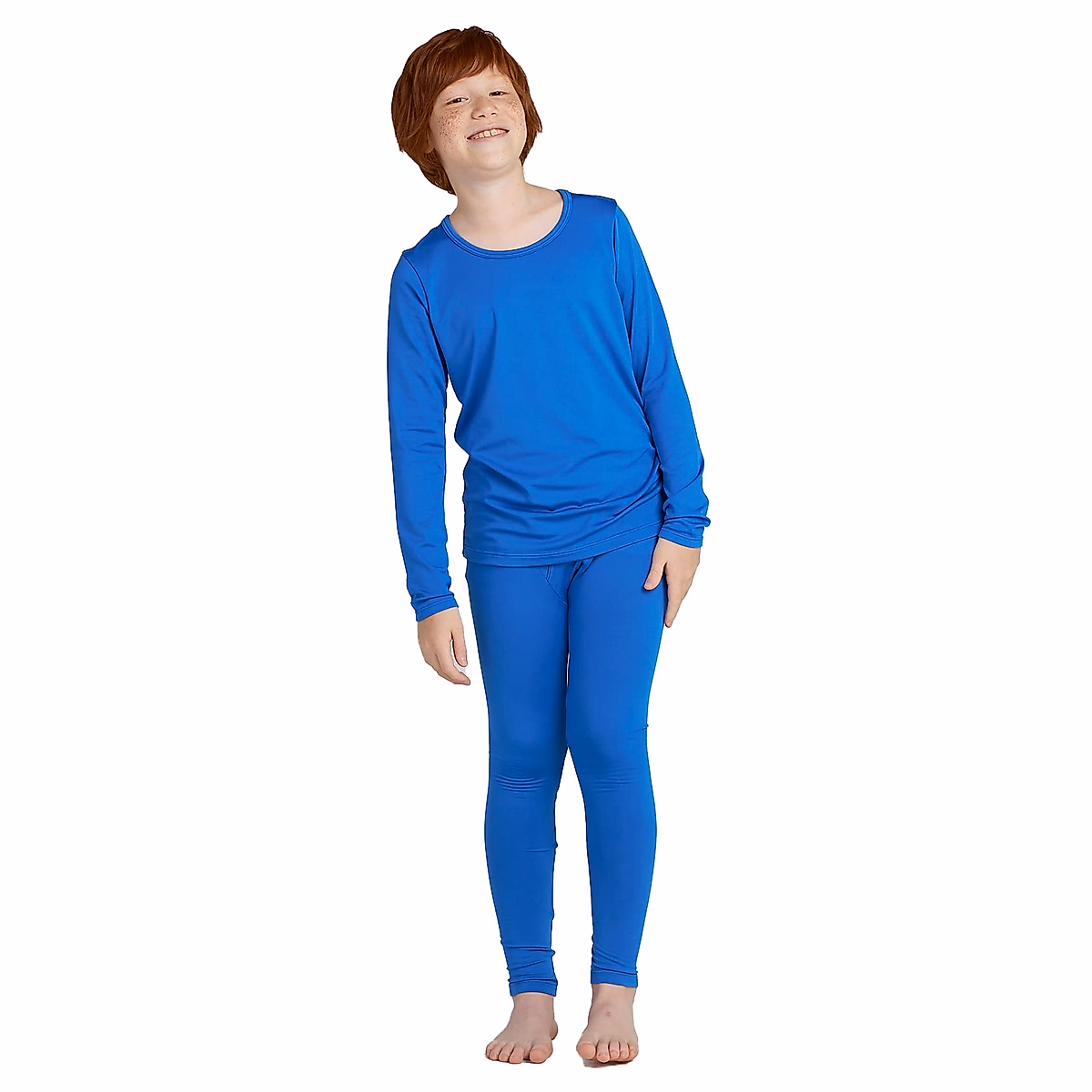 LAPASA Boys Thermal Underwear Set Fleece Lined Long John Base Layer Top Long Sleeves & Bottom Ski Winter Extreme Cold B03 9-10 Years Blue B