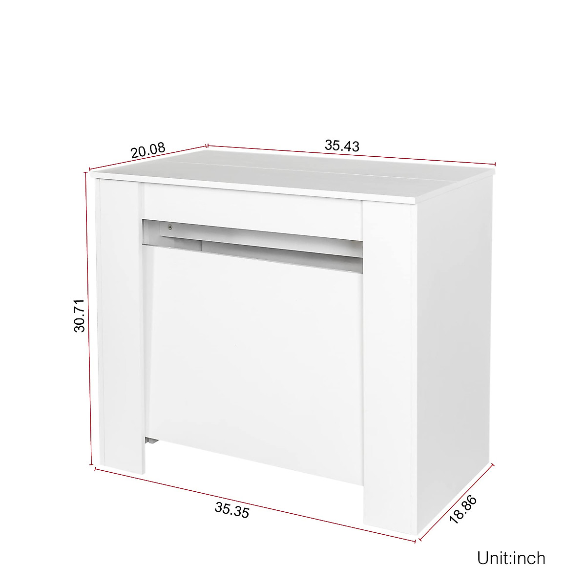 Maotifeys Expandable Dining Table, Wood Convertible Console to Extendable Kitchen Table, Rectangle Table with Leaf Extension, Entryway Cupboard Extra Long Dining Table (White)