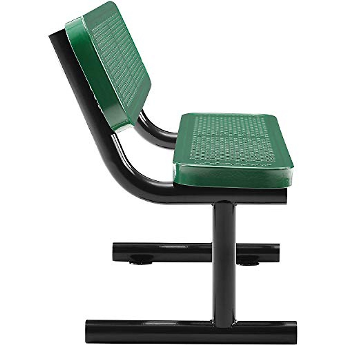 Global Industrial 48" L Outdoor Steel Bench with Backrest, Perforated Metal, Green