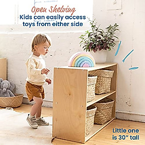 ECR4Kids Streamline 2-Shelf Storage Cabinet, 24in High, Double-Sided Display, Natural