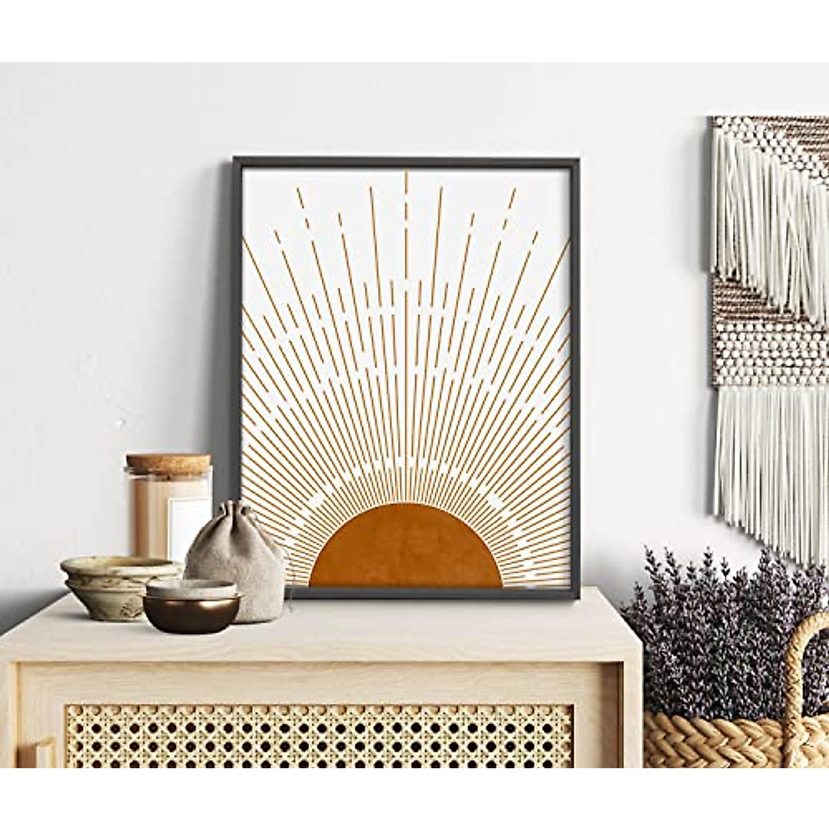 Sun Ray Boho Bedroom Wall Decor, Sun Line Art Modern Wall Decor, Mid Century Modern Wall Decor, Bathroom, Living Room, Office, Classrooms, Home Wall Decor, Set of 3 Prints, 11x14inch Unframed