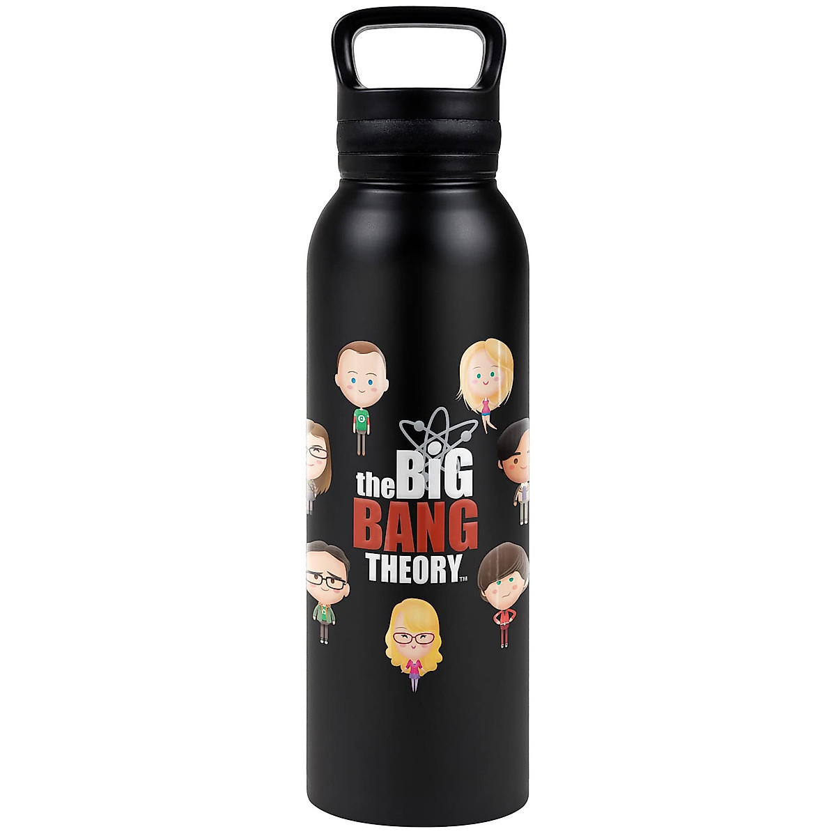 Big Bang Theory OFFICIAL Emojis 24 oz Insulated Canteen Water Bottle, Leak Resistant, Vacuum Insulated Stainless Steel with Loop Cap