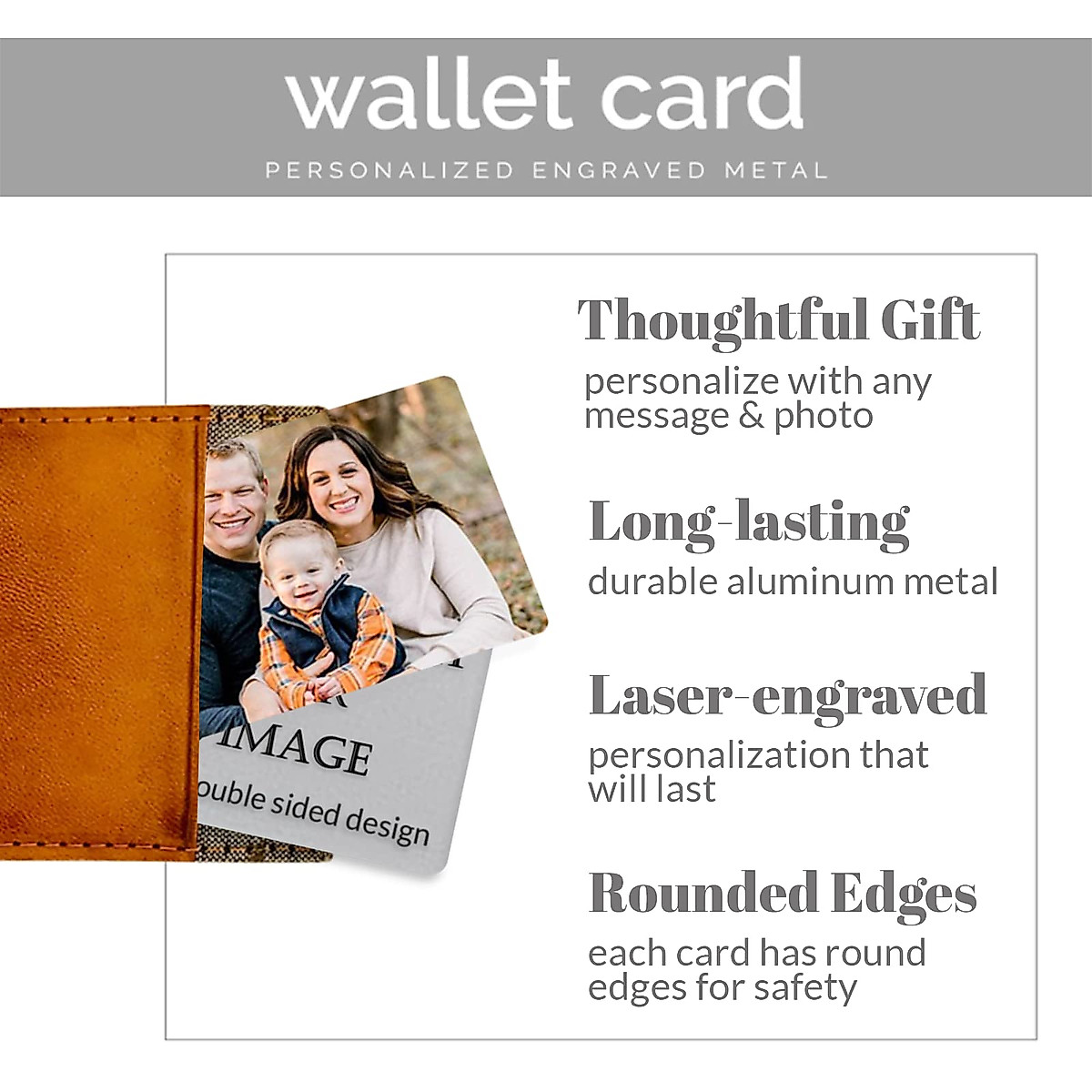 EAQ Personalized Wallet Insert, Custom Engraved Metal Card with Design, Message Card Gift for Dad, Husband, Boyfriend - Custom