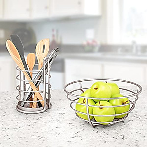 Spectrum Diversified Euro Fruit Bowl & Produce Basket Modern Countertop Food Storage for Fruits & Vegetables, Sleek Design with Sturdy Steel Construction,Silver