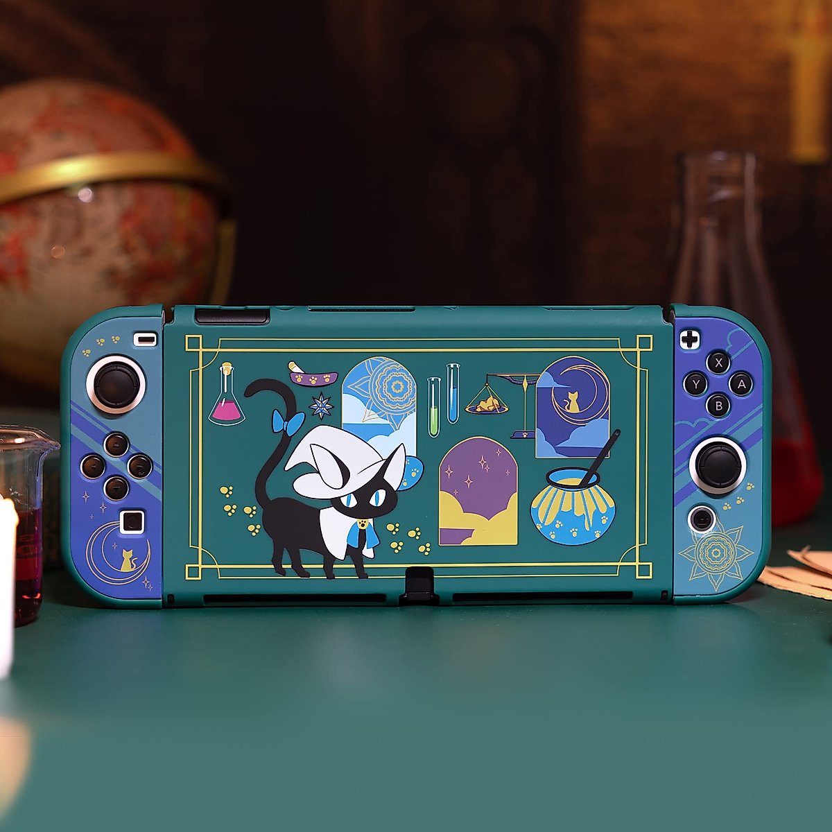 GeekShare Protective Case Slim Cover Case Compatible with Nintendo Switch OLED - Shock-Absorption and Anti-Scratch Skin Case for Switch OLED - Alchemy Cat (for OLED Model)