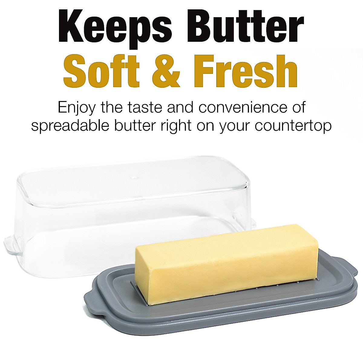 Eparé Large Butter Dish With Lid For Countertop - BPA-Free Butter Keeper - Counter Dishes For Soft Butter Storage - Covered Butter Dish With Lid - Tray Container For Soft Butter