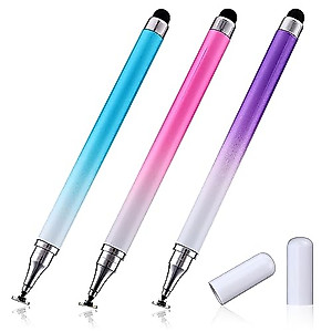 Amaxiu 2 in 1 Stylus Pens for Touch Screens,3 Pcs Stylus Pencil with Transparent Disc & Silicone Tip High Sensitivity Stylus Fine Point Stylus Pen Compatible with All Touch Devices