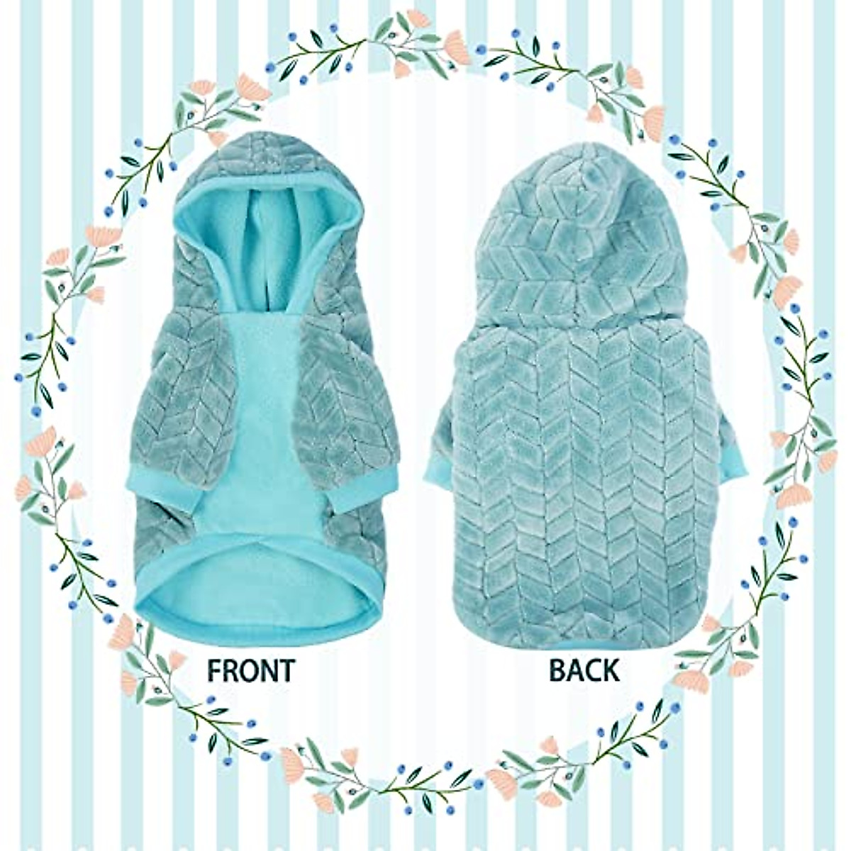 Yagamii Winter Dog Clothes Fleece Flannel Dog Hoodie Warm Dog Coat Jacket for Small Dogs Cats Puppy, Dog Sweater with Hat and Leash Hole Green Pet Clothes Cold Weather Dog Apparel