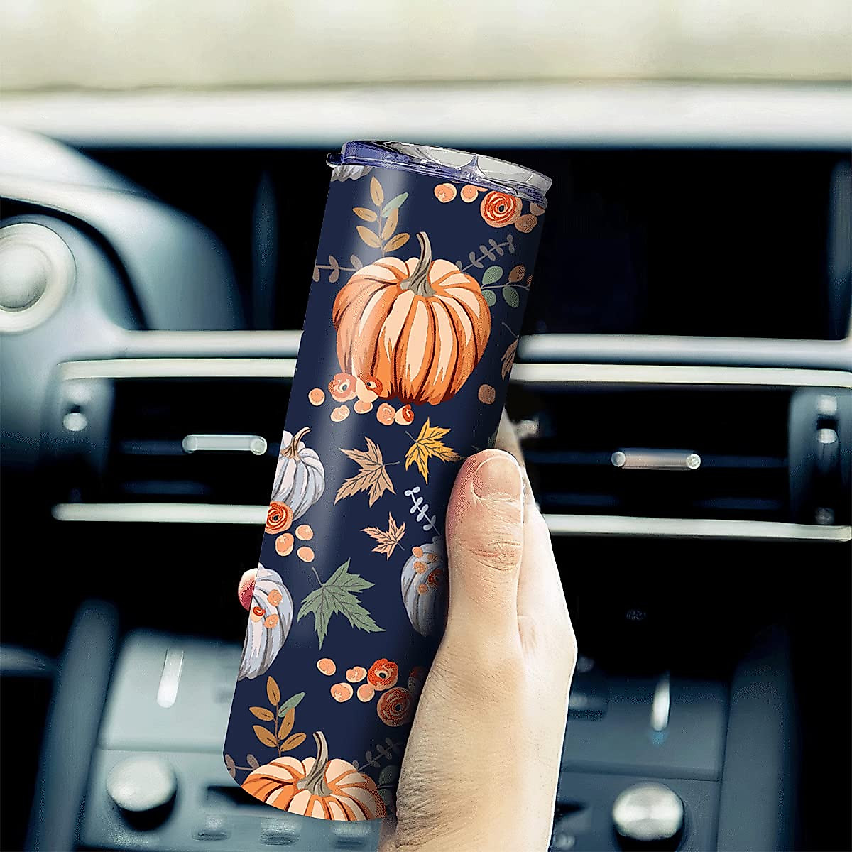 FALO 20 Oz Stainless Steel Pumpkin Tumbler Festival Pumpkin Fall Lover Tumbler Gift For Women For Mom