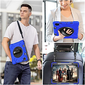 SUPFIVES Case for iPad Pro 12.9 Inch 2022: Upgraded Military Grade Shockproof Full Body Protective Cover with Stand-Pencil Holder-Shoulder Strap for iPad Pro 12.9 6th/5th Generation - Blue