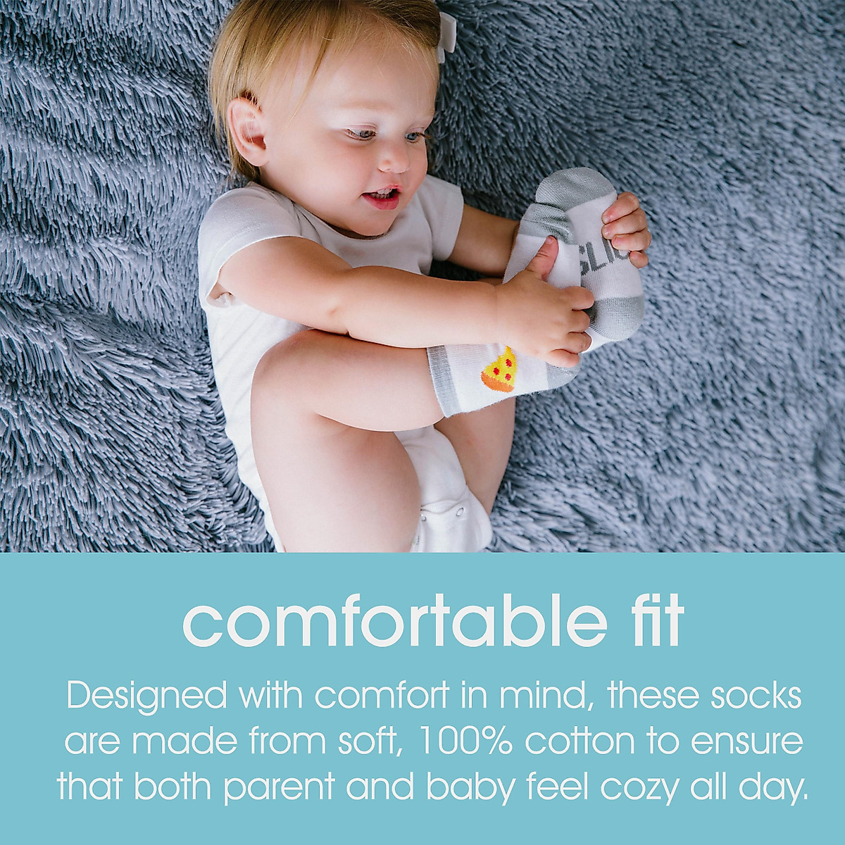 Pearhead Unisex Dad and Baby, Daddy + Me Pizza Slice Socks, One Size